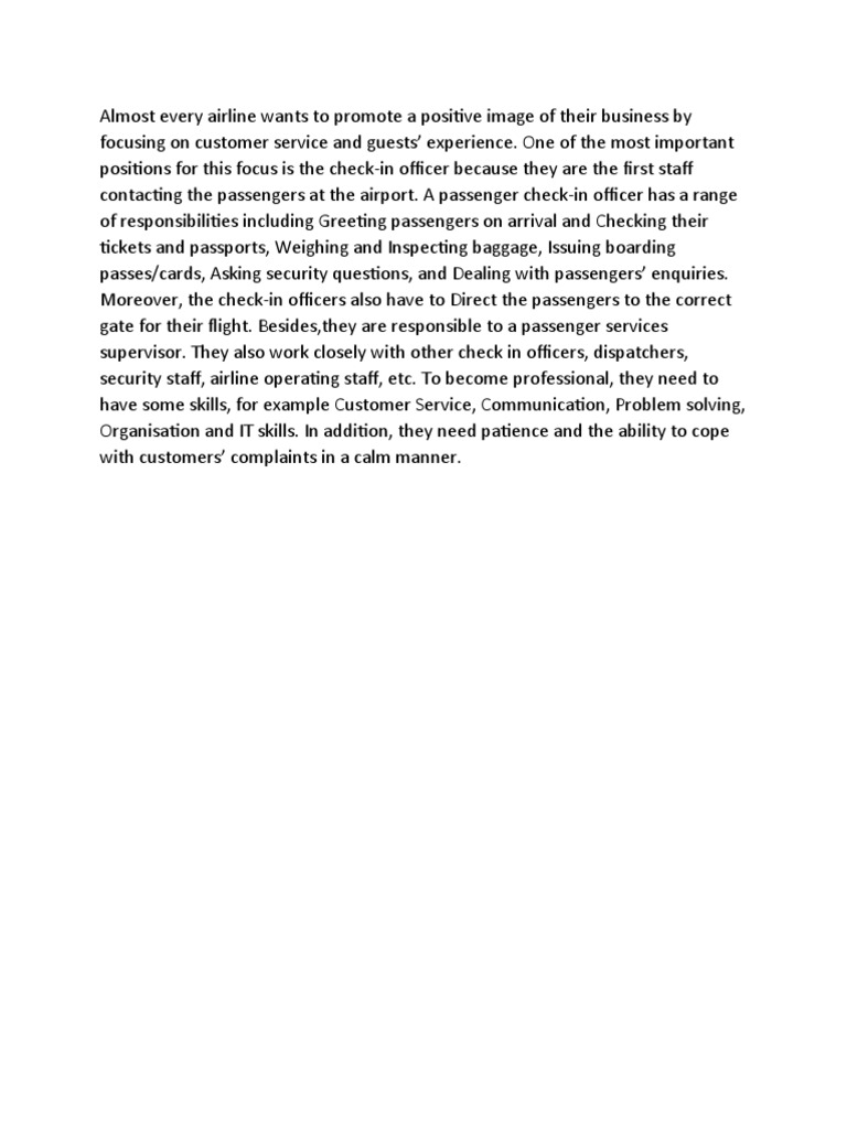 Role of Check-In Officers at Airports | PDF