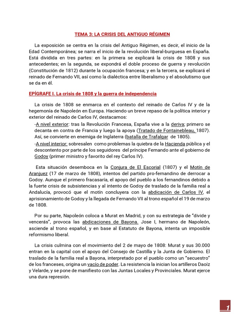 Crisis del Antiguo Régimen en España | PDF | Guerra peninsular | Gobierno