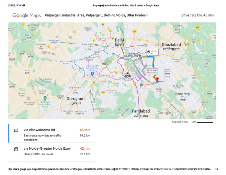 Patparganj Industrial Area To Noida, Uttar Pradesh - Google Maps | PDF