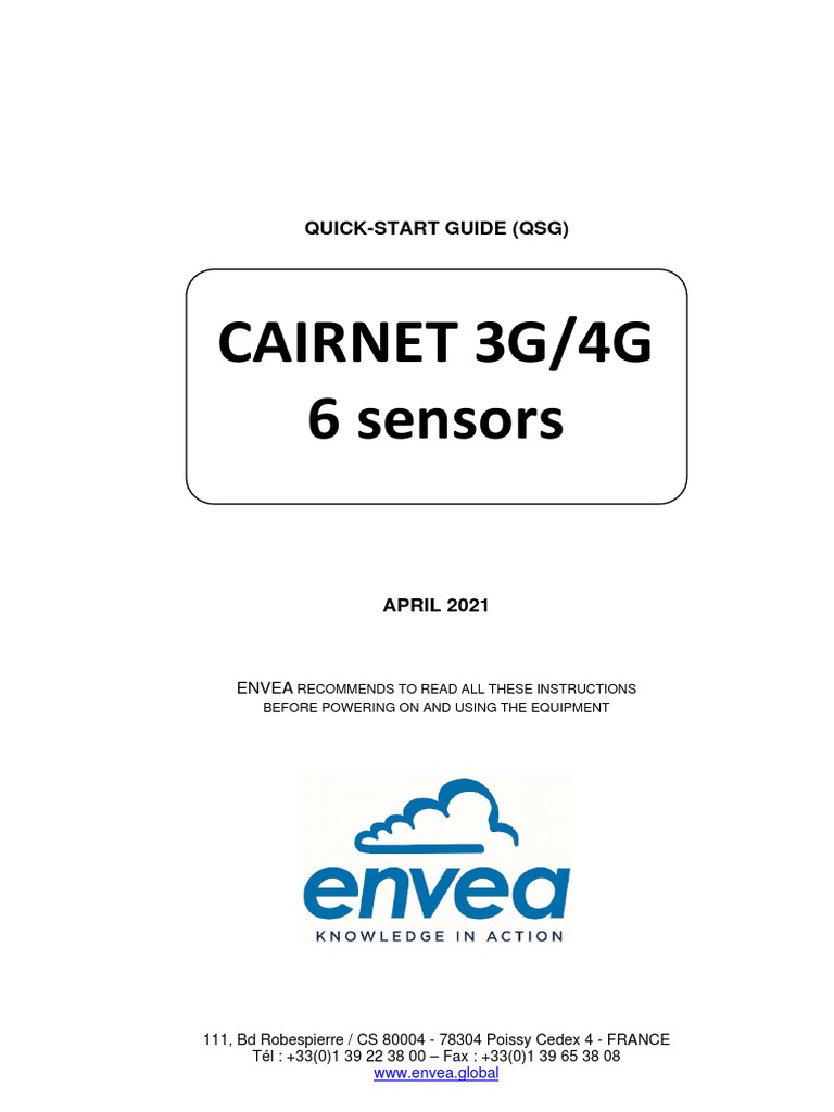 Quick Start Guide for Configuring and Installing the ENVEA CAIRNET 3G ...