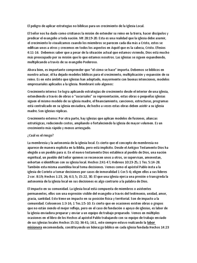 El Peligro de Aplicar Estrategias No Bíblicas para Un Crecimiento de La ... El Peligro de Aplicar Estrategias No Bíblicas para Un Crecimiento de La ...