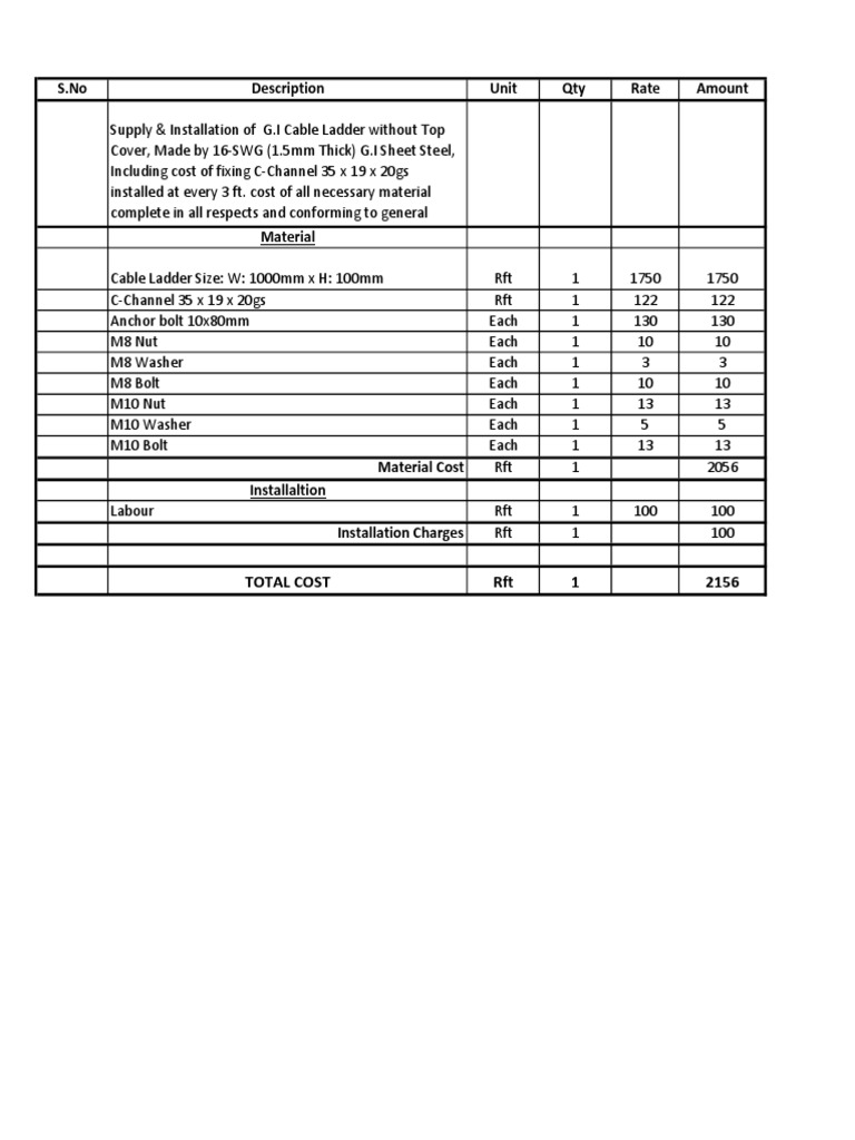 Analysis CAble Tray | PDF | Components | Metalworking