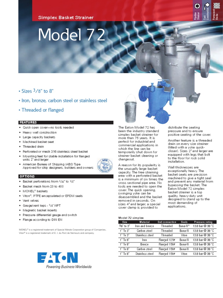 Eaton Model 72 Technical Data Sheets en Lowres | PDF | Pipe (Fluid ...