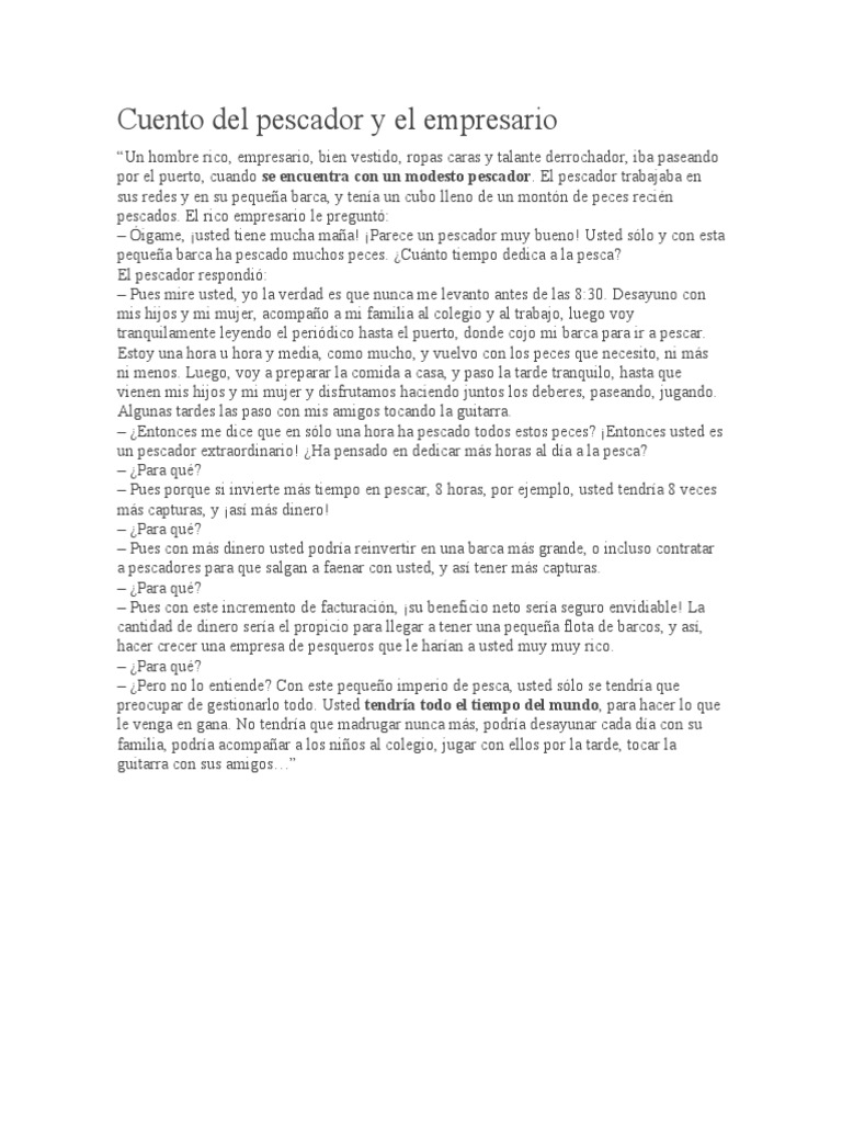 Cuento del pescador y el empresario | PDF