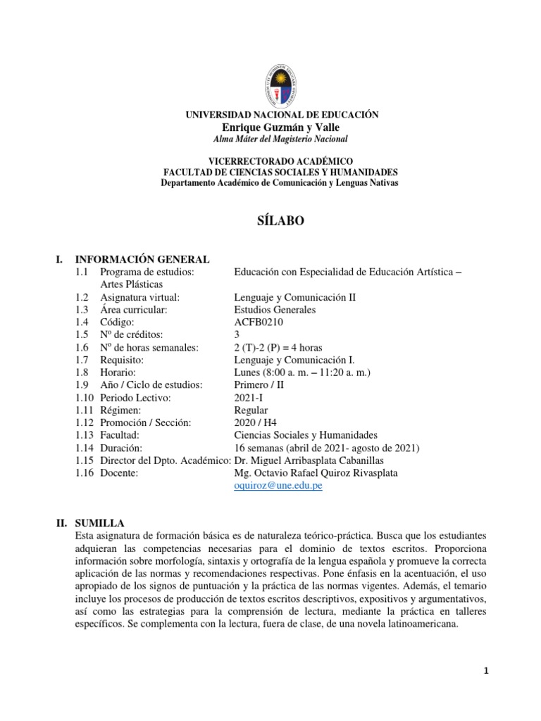 SILABO LyC II.2020 II | PDF | Evaluación | Moodle
