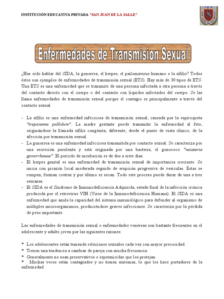 Enfermedades-de-Transmision-Sexual - Comprensión Lectora 5 y 6 Primaria | PDF | Infección ...