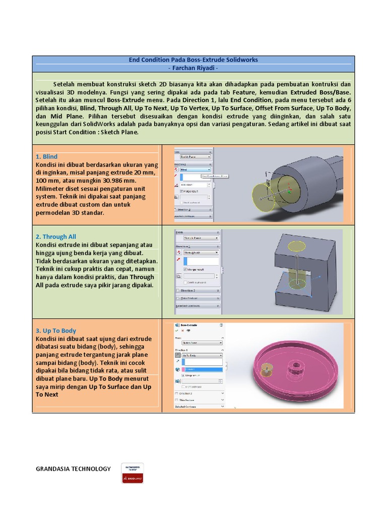 End Condition Pada Boss-Extrude Solidworks PDF | PDF