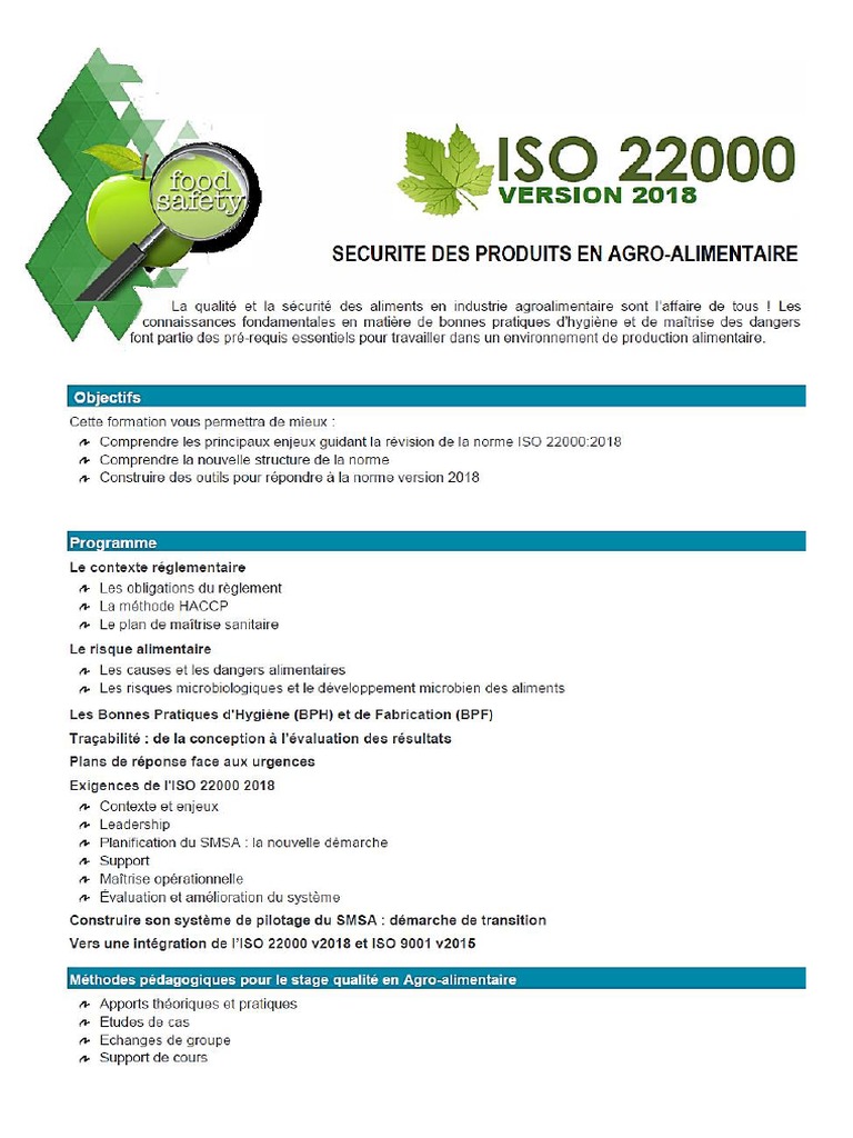 Programme_ISO 22000.pdf | PDF