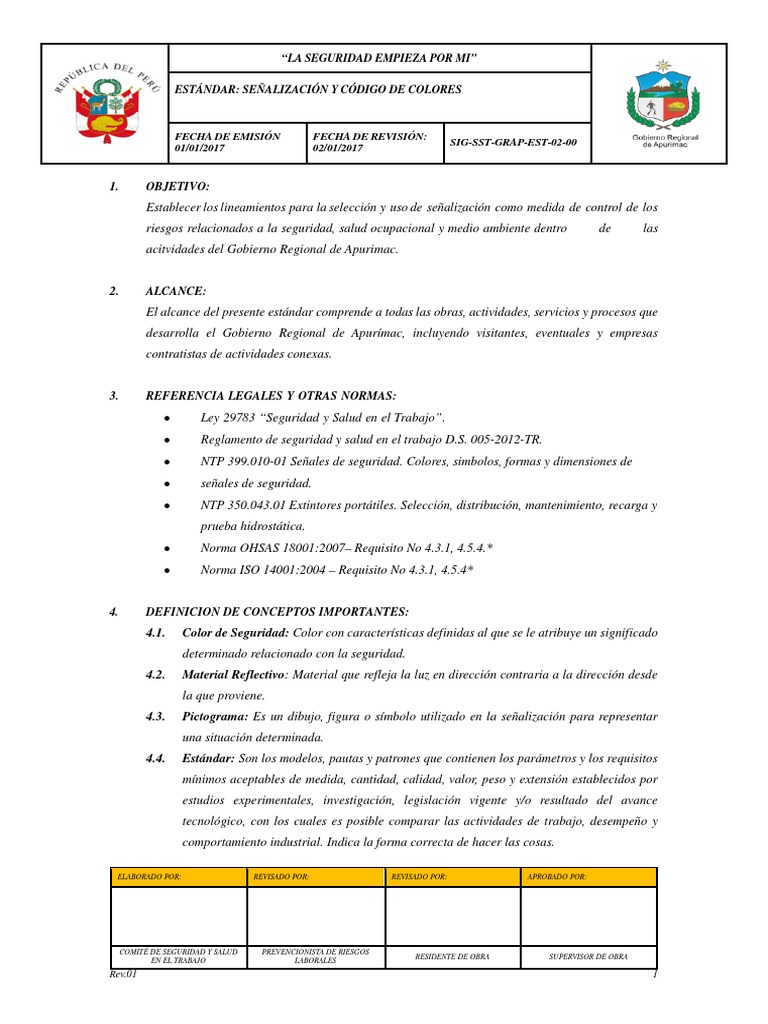 Sig-Sst-Grap-Est-02-00 Señalizacion y Codigo de Colores PDF | PDF ...