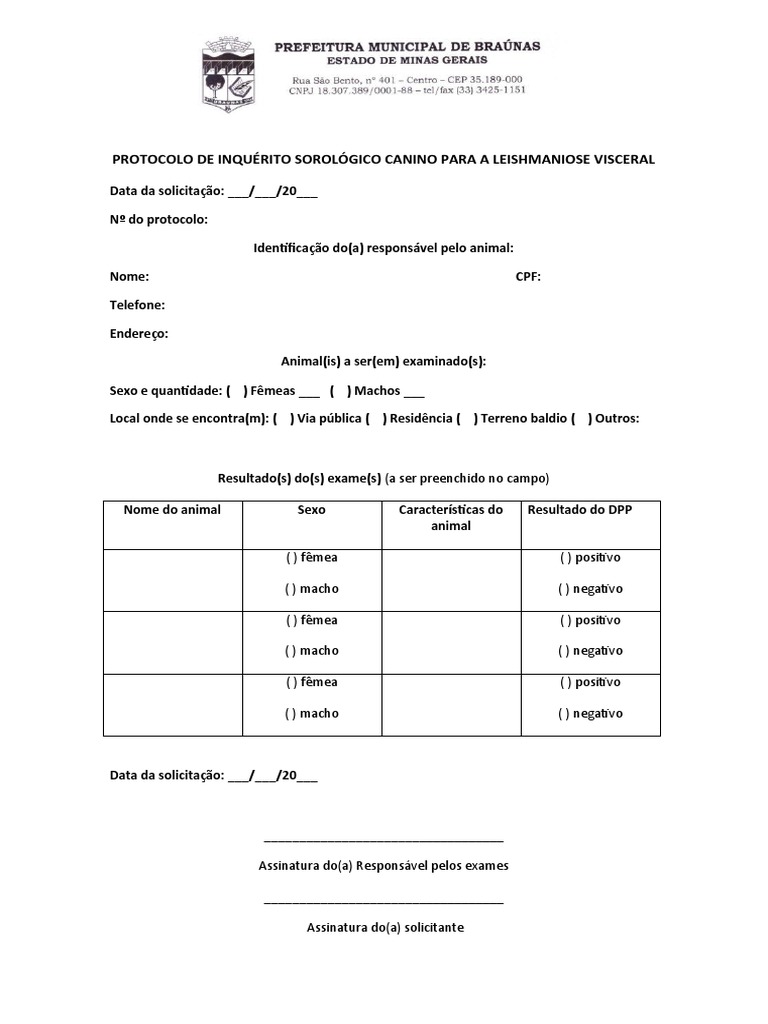 Protocolo de Inquérito Sorológico Canino para A Leishmaniose Visceral | PDF