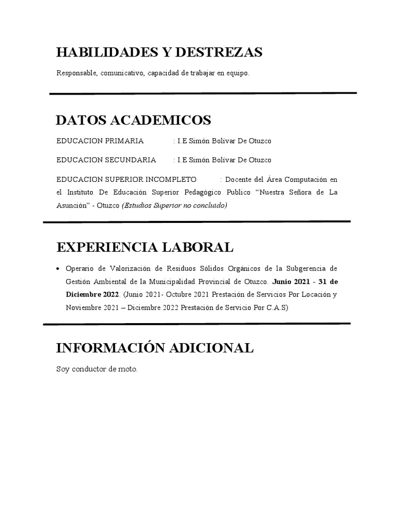 Habilidades y Destrezas | PDF