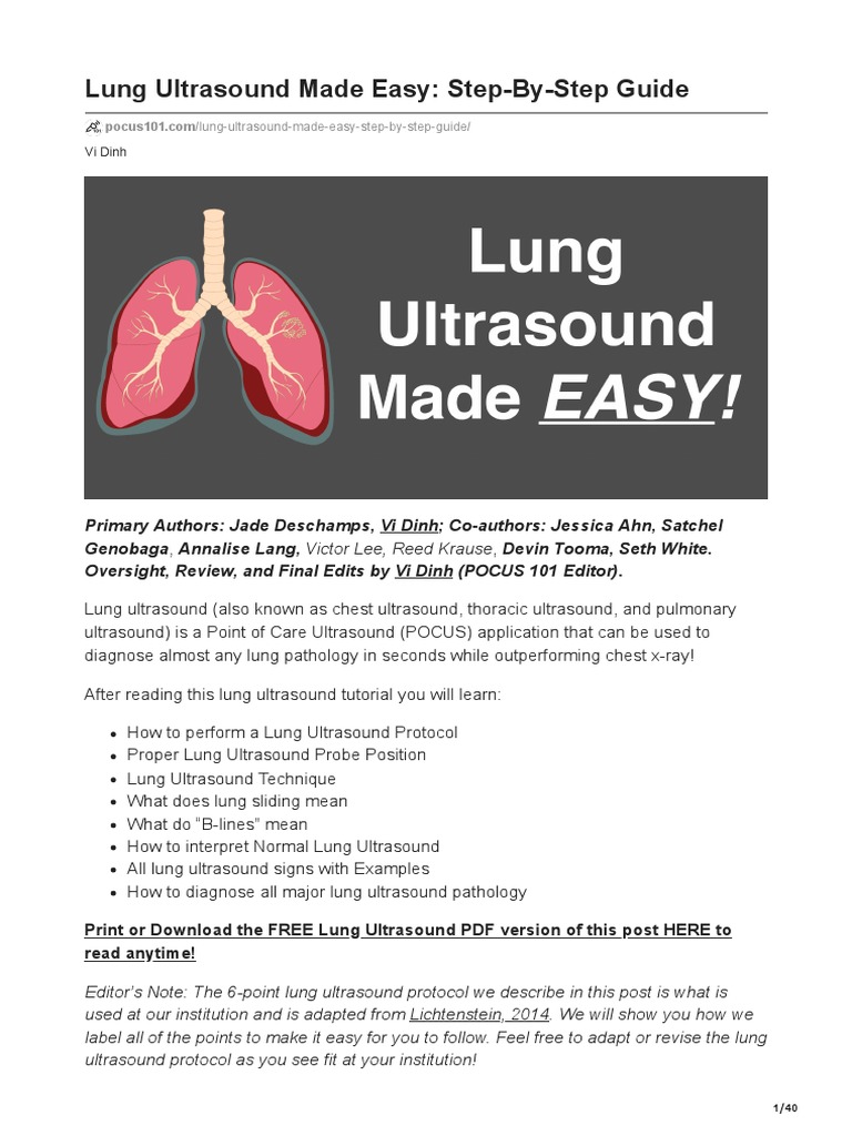 Lung Ultrasound Made Easy Step-By-Step Guide | PDF | Respiratory ... Lung Ultrasound Made Easy Step-By-Step Guide | PDF | Respiratory ...
