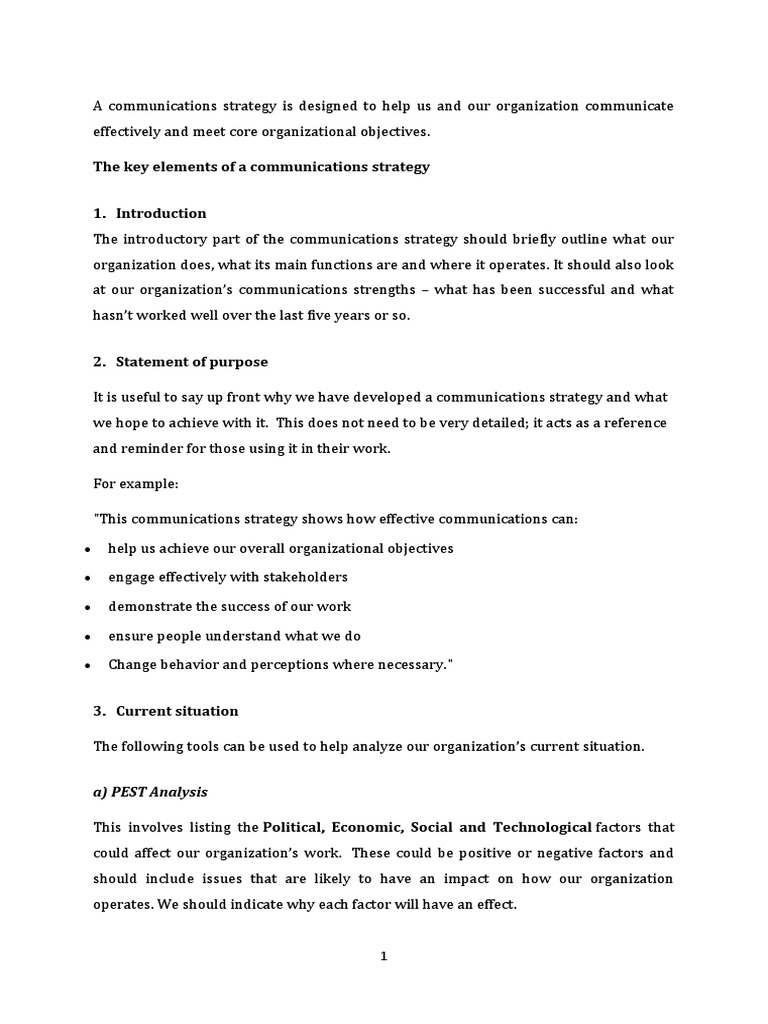 Key Elements of Communication Strategy | PDF | Communication | Swot ...