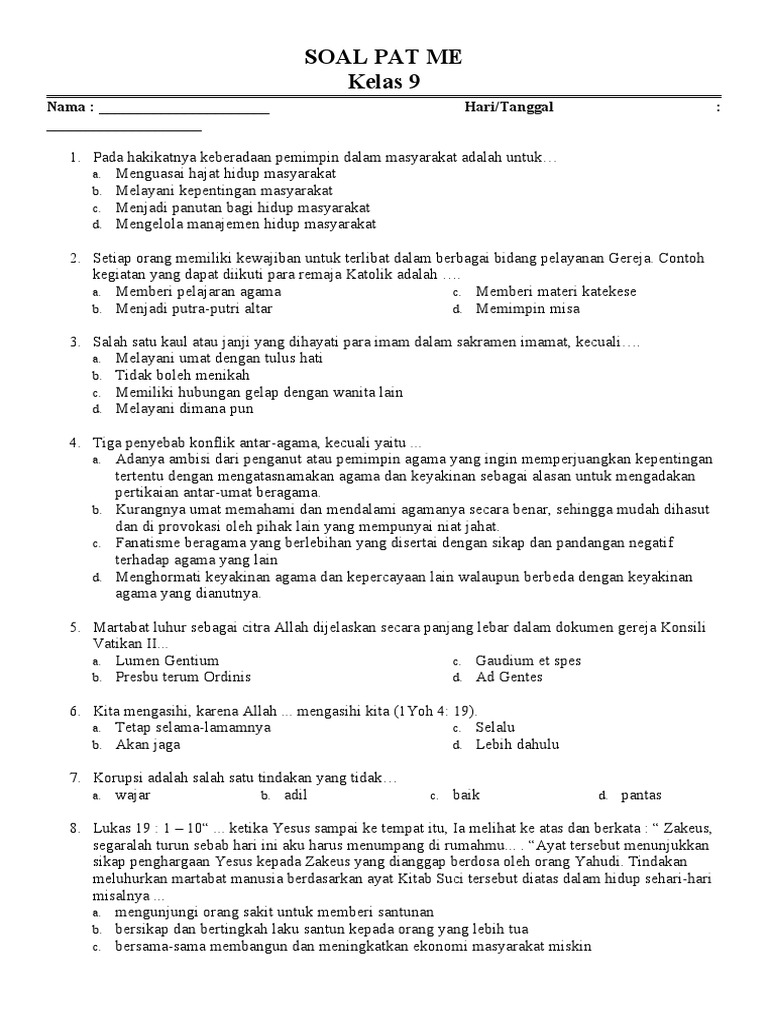 PAT ME Kelas 9 | PDF