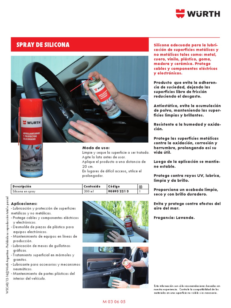 Ficha Tecnica Silicona en Spray 300ml | PDF | Materiales | Ciencias fisicas