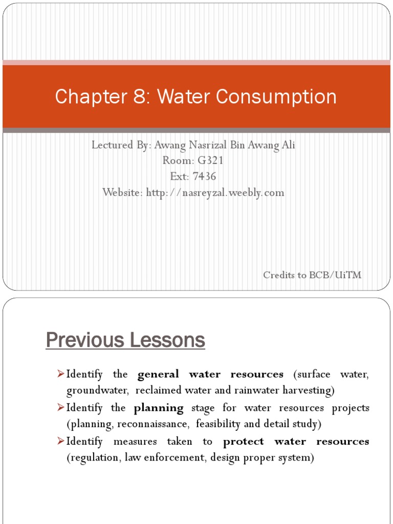 Ecw311 - Topic 8 Water Consumption | PDF | Water | Water Resources