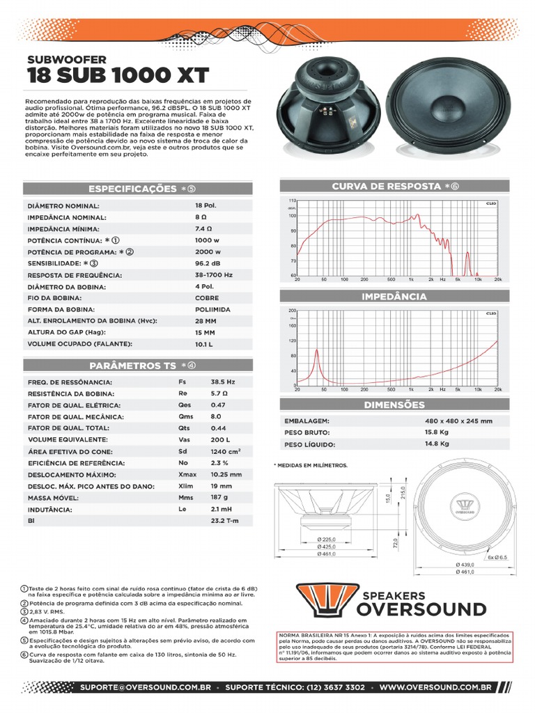 Datasheet 18 SUB 1000 XT BR Web | PDF