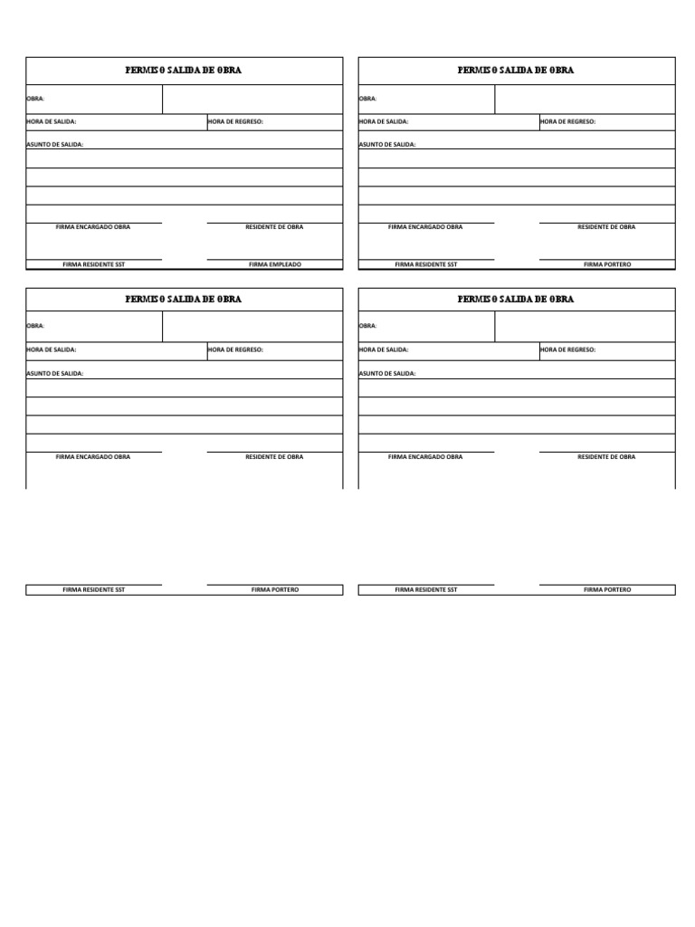 Formatos de Salidas de Obra | PDF