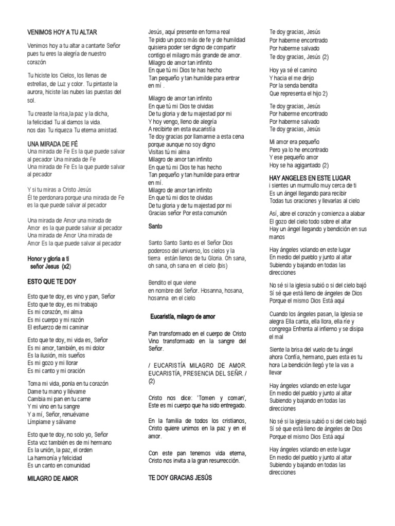 Venimos Hoy A Tu Altar | PDF | eucaristía | Cristo (título)