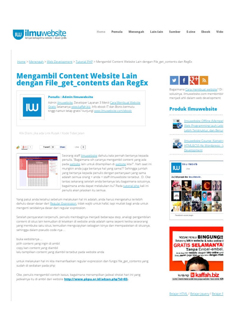 Mengambil Content Website Lain Dengan File - Get - Contents Dan RegEx | PDF