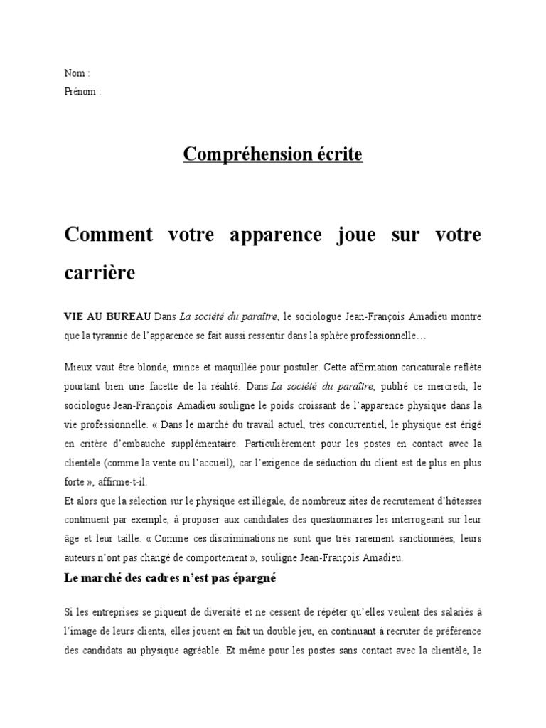 Impact de l'apparence sur la carrière | PDF | Obésité