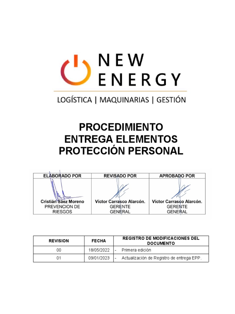 Procedimiento Entrega EPP | Descargar gratis PDF | Soldadura | Construcción