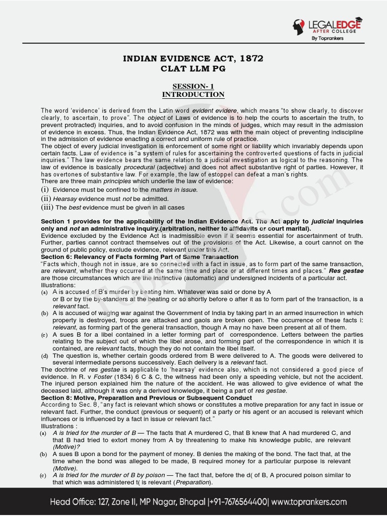 Evidence Act | PDF | Burden Of Proof (Law) | Evidence (Law)