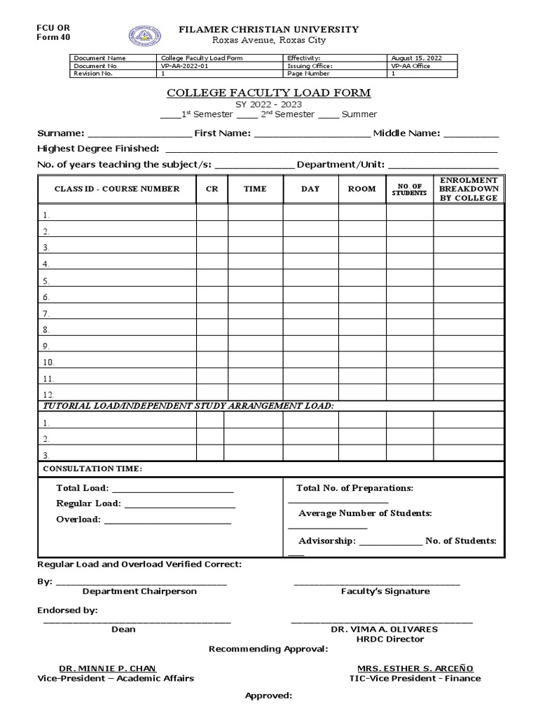 Revised Load Form COLLEGE | PDF | Academia | Schools