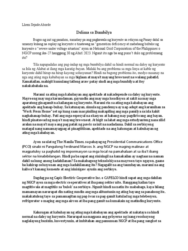 Editorial Writing (Filipino) - Aborde PDF | PDF