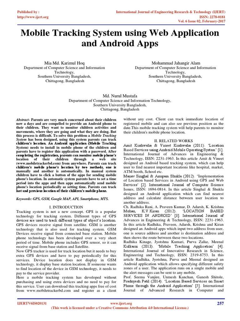 Mobile Tracking System Using Web Application And Android Apps Ijertv6is020131 Pdf Mobile App