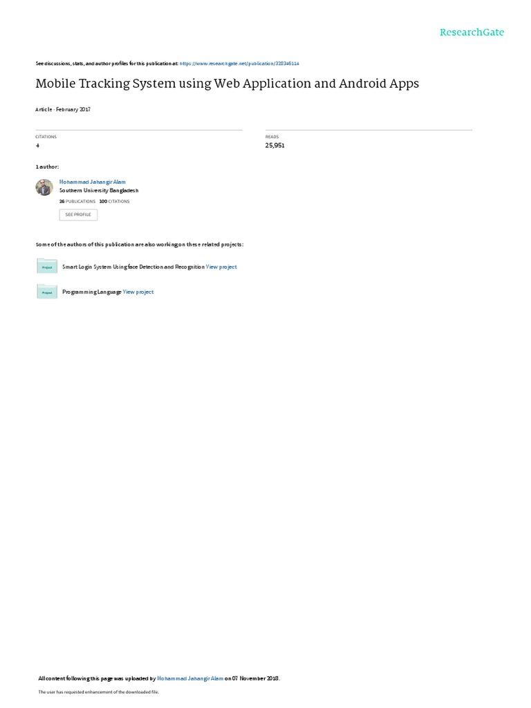 Mobile Tracking System for Parents | PDF | Mobile App | Application Software