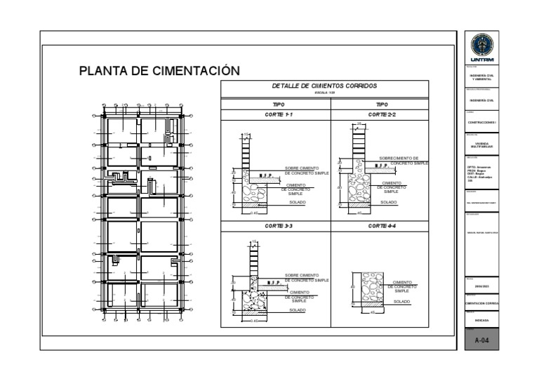Detalle de Cimentación Corrida | PDF | Ingeniería geotécnica | Ingeniero civil