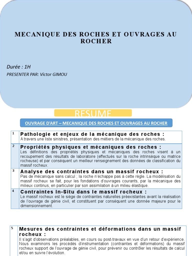 9 Classification D'un Massif Rocheux | PDF | Matériaux | Mécanique du ...