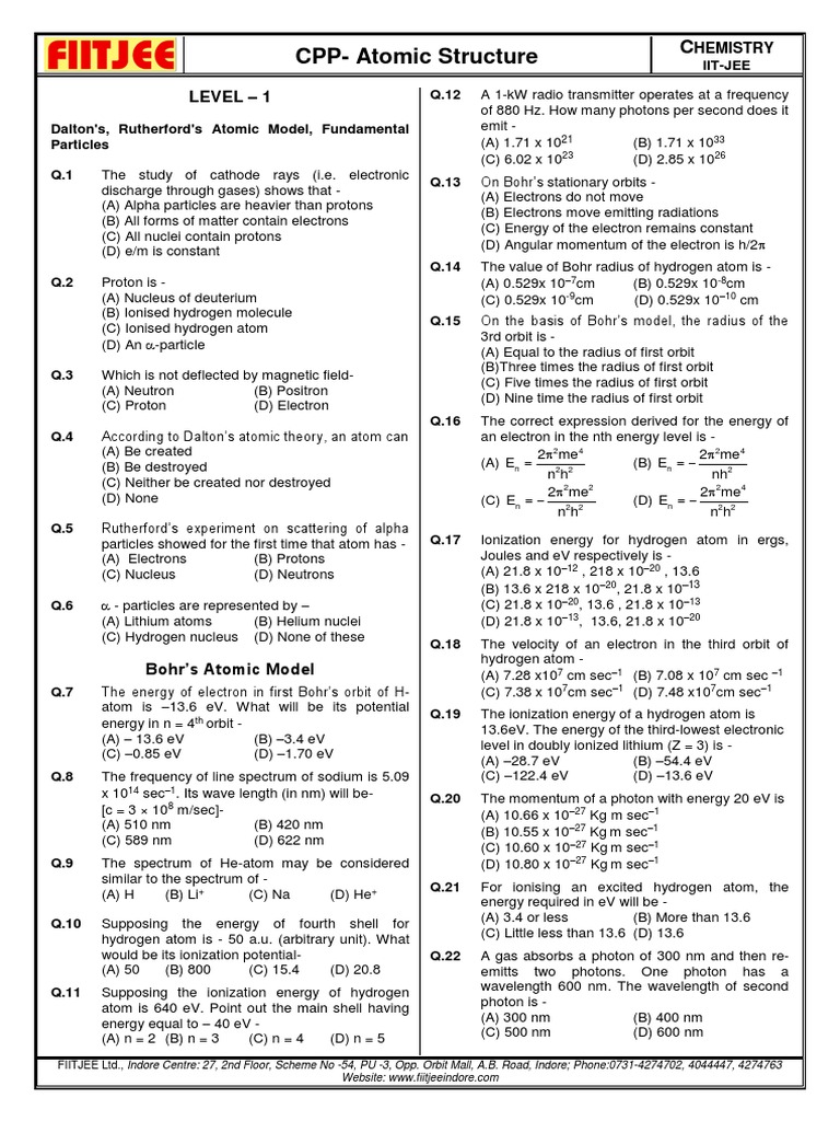 CPP-33 - Atomic Structure - BN-L-1 PDF | PDF | Proton | Atomic Nucleus