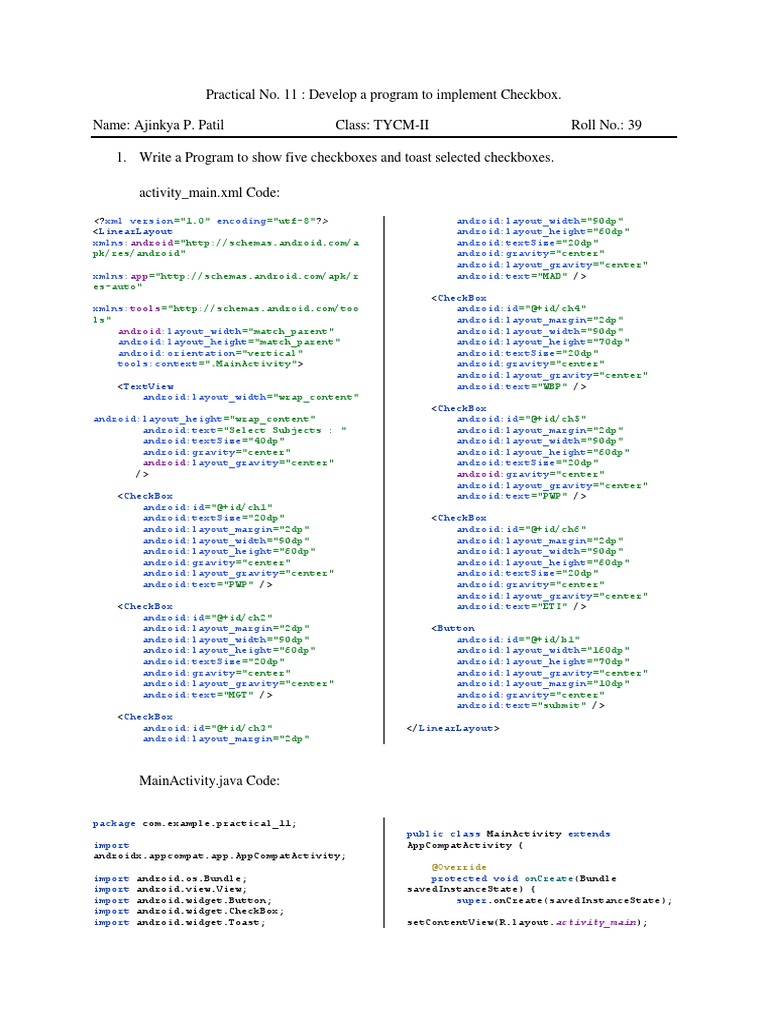 Practical 11 PDF | Download Free PDF | Android (Operating System) | Mobile Computers