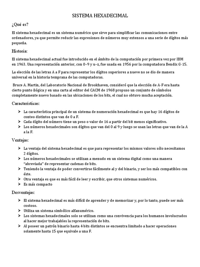 Sistema Hexadecimal | PDF