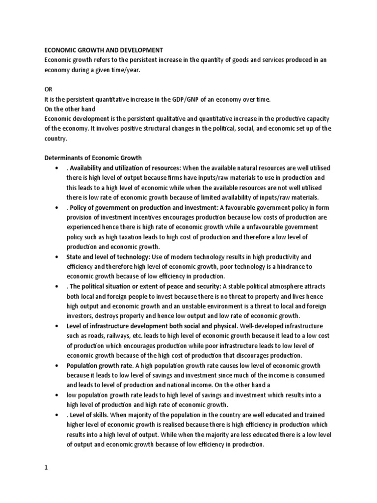 Economi8c Growth and Economic Development-1 | PDF | Economic Growth ...