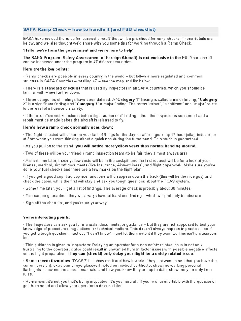 Safa Inspection | PDF | Aviation