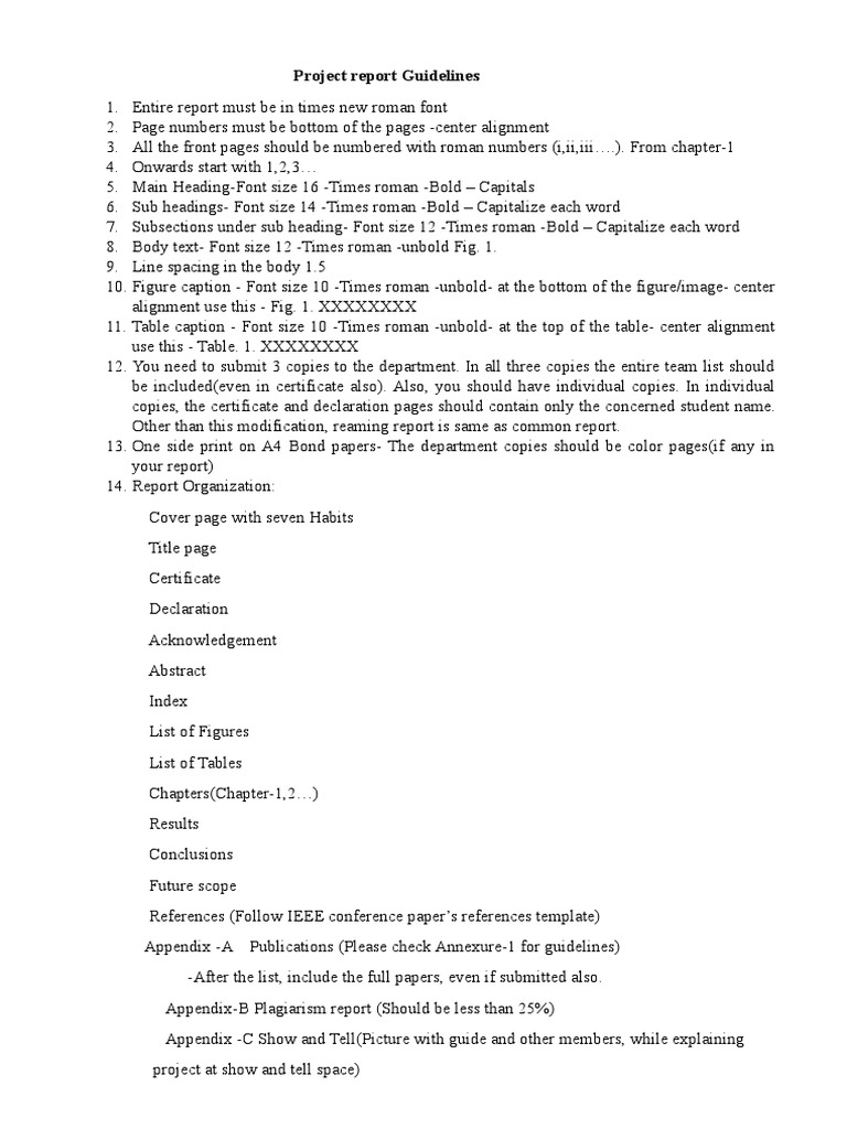 Guidelines For B.Tech Project Report | PDF | Computer Science | Computing