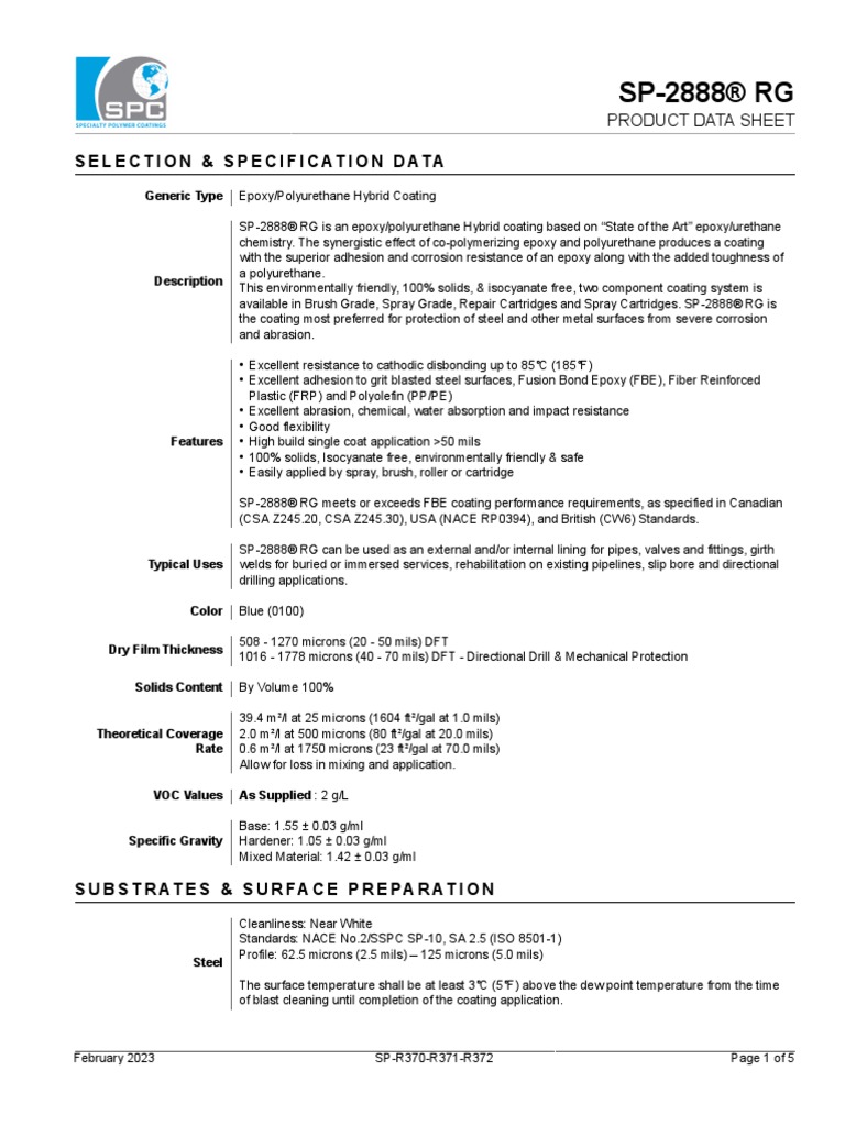 SP-2888 RG PDS | PDF | Polyurethane | Epoxy