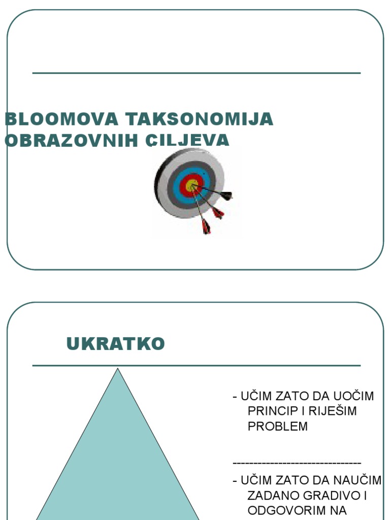 Bloomova Taksonomija Ciljeva | PDF