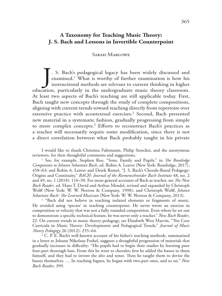 A Taxonomy For Teaching Music Theory | PDF | Johann Sebastian Bach ...