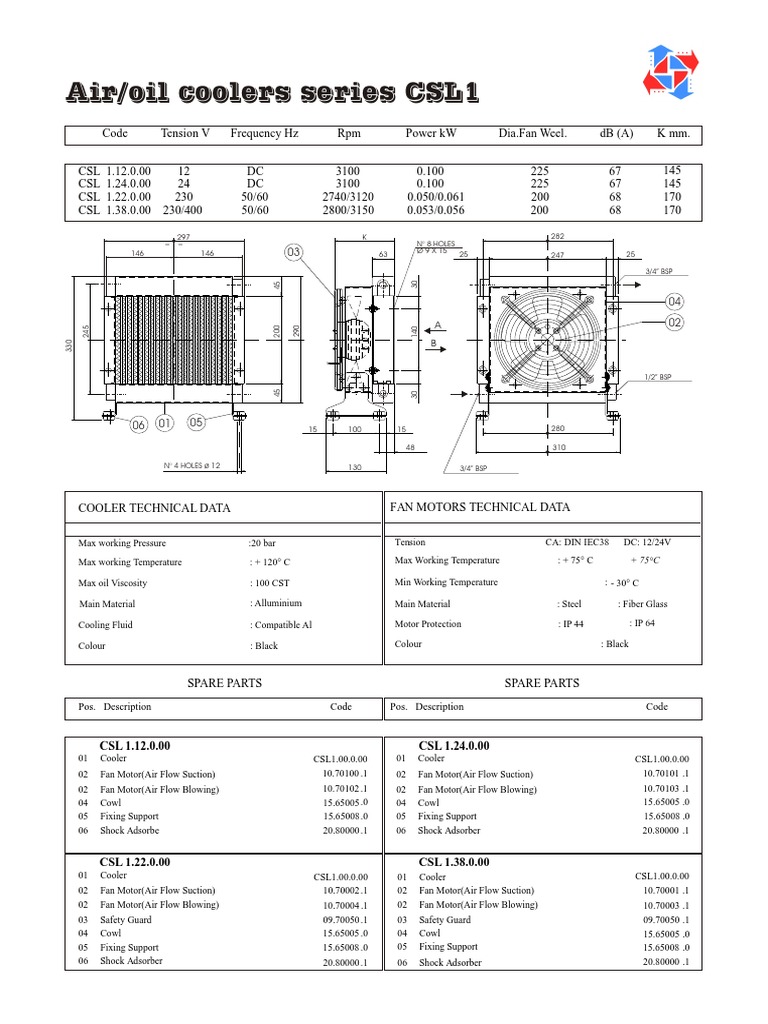 CSL1 Air/Oil Cooler Specifications | PDF | Viscosity | Metrology