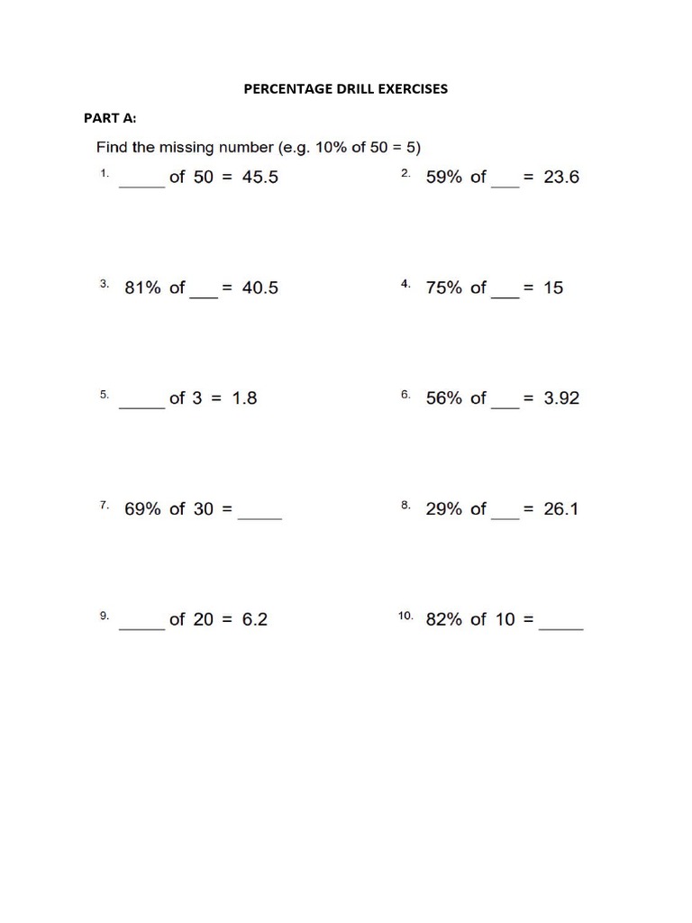 Auni_Percentage Drill Exercise | PDF