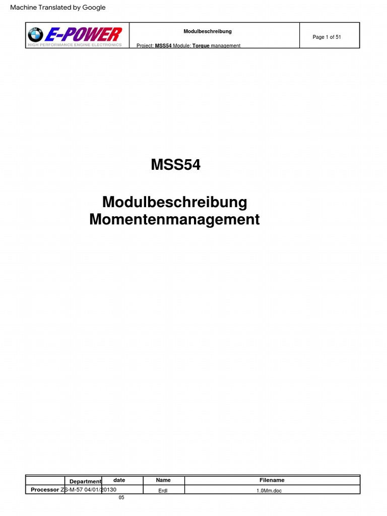 Siemens - MSS54 - Funktionsrahmen - English Translation Via AI PDF ...
