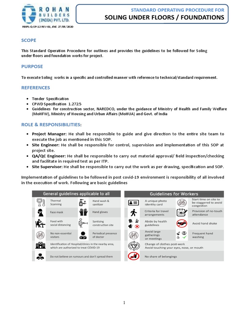 SOP for Soling Under Floors & Foundations | PDF