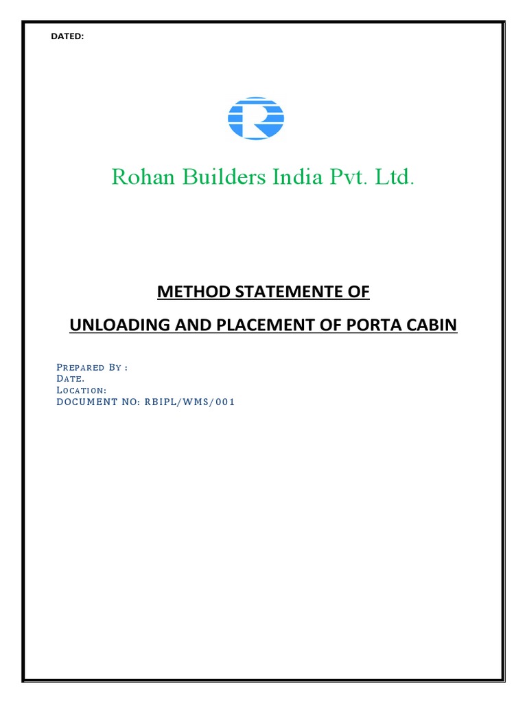 MS For Porta Cabin Unloading | PDF | Crane (Machine)