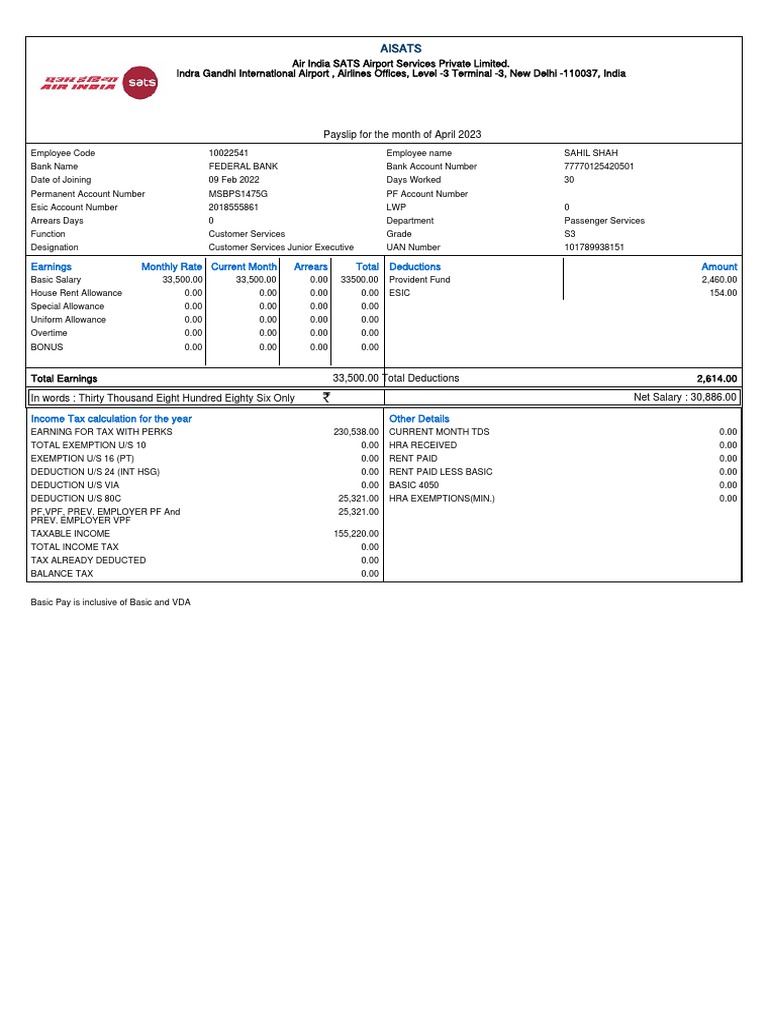 Payslip | PDF | Tax Deduction | Taxes