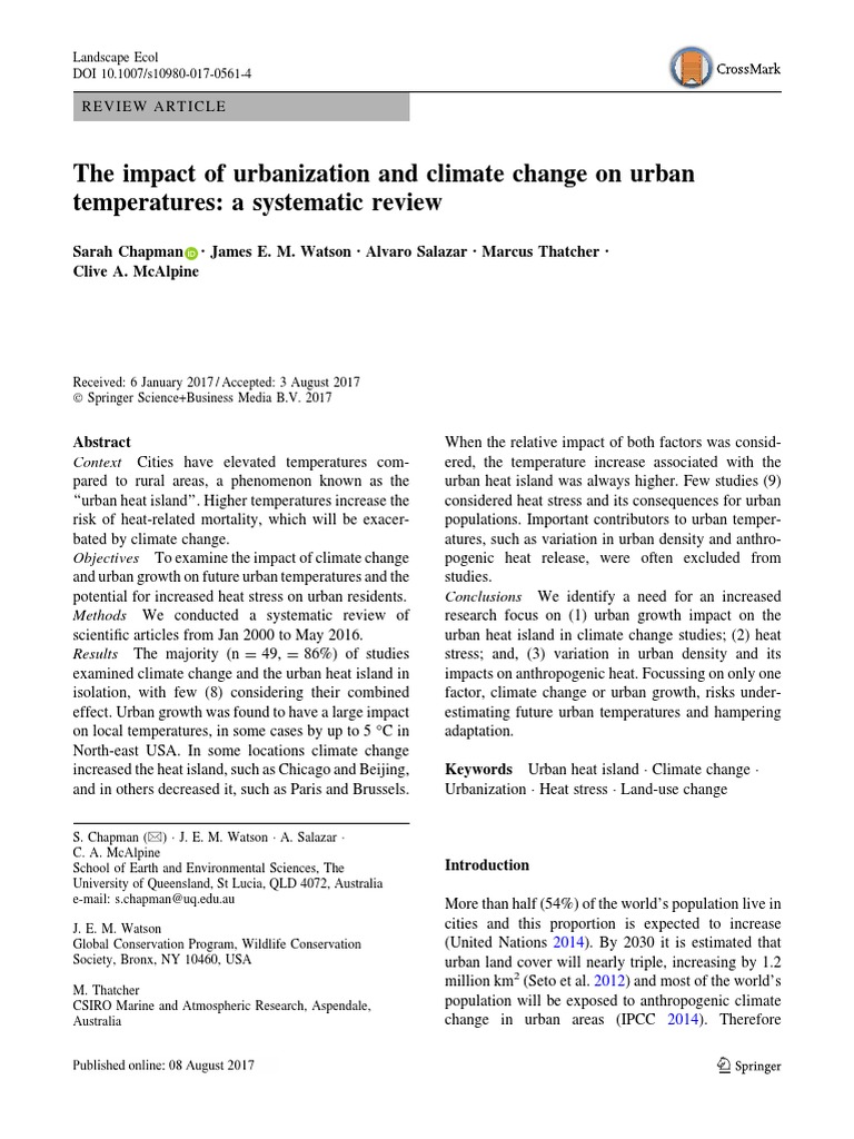 The Impact of Urbanization and Climate Change On Urban Temperatures: A Systematic Review ...