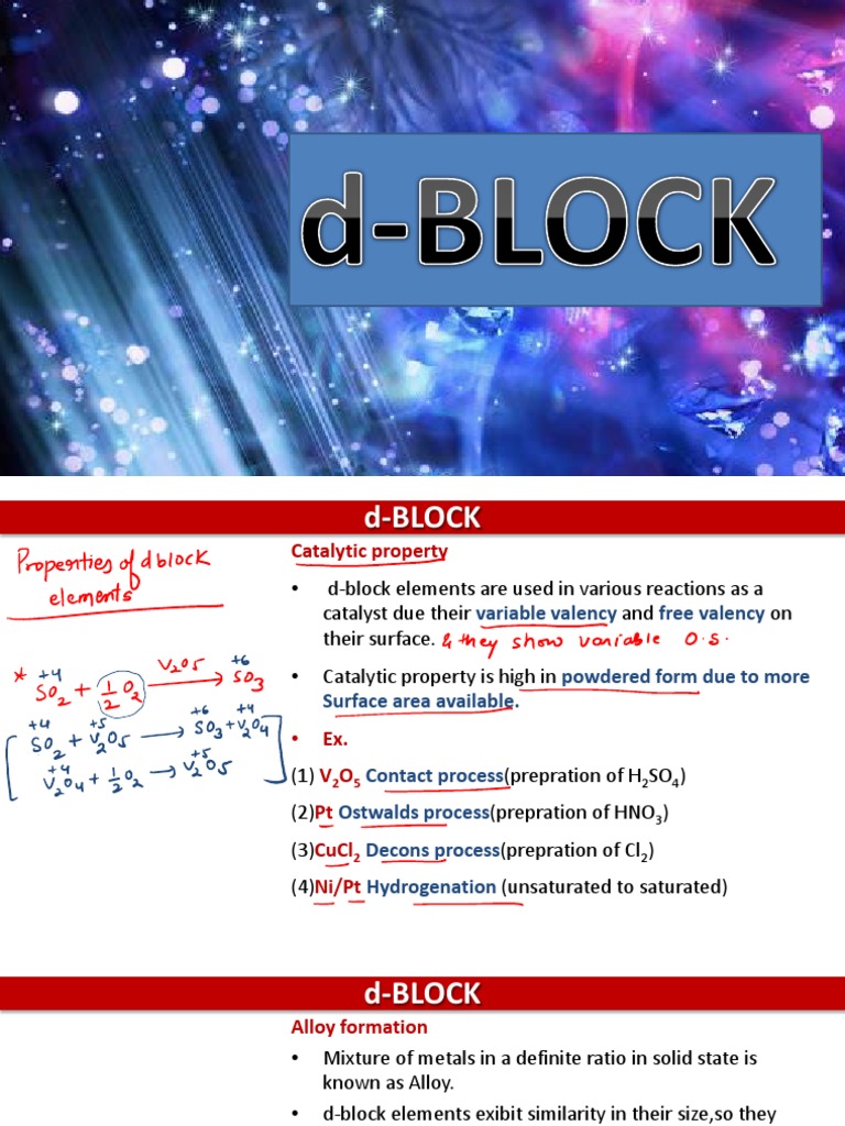 D Block Lecture1a | PDF | Transition Metals | Chemical Compounds